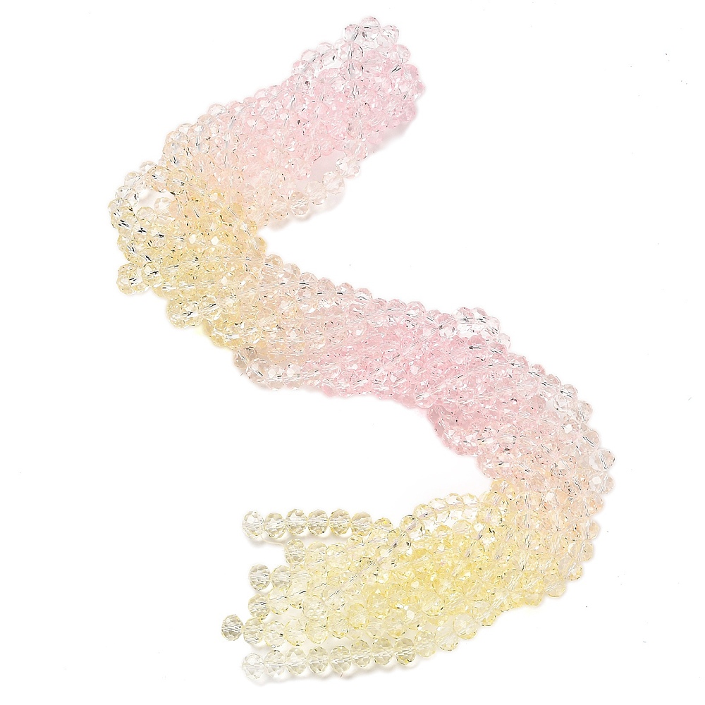 20Strand Transparent Painted Glass Beads Strands Faceted Rondelle ...
