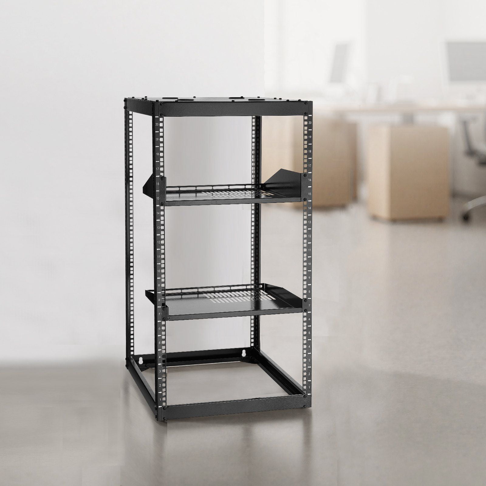 20U Server Rack, Open Frame Design, 23" Depth, Heavy Duty 4-Post, Wall ...