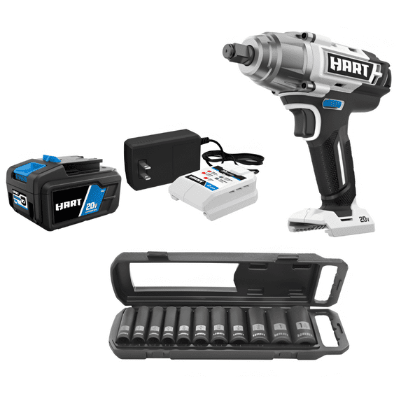 HART 20V 1/2” Impact Wrench Kit with SAE Impact Sockets - Walmart.com