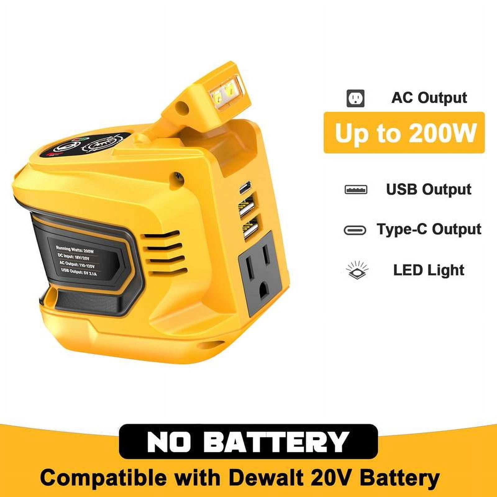 20V to AC 110-120V Battery Inverter – 200W Power Inverter for Dewalt ...