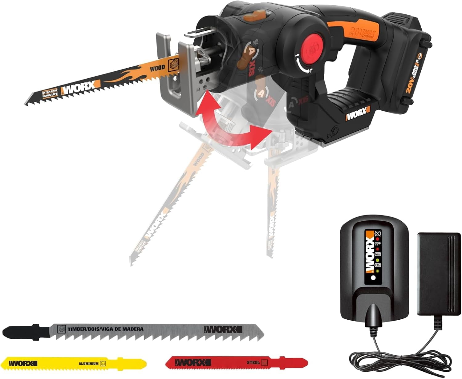 20V AXIS 2-in-1 Cordless Reciprocating Saw & Jig Saw, Orbital Cutting ...