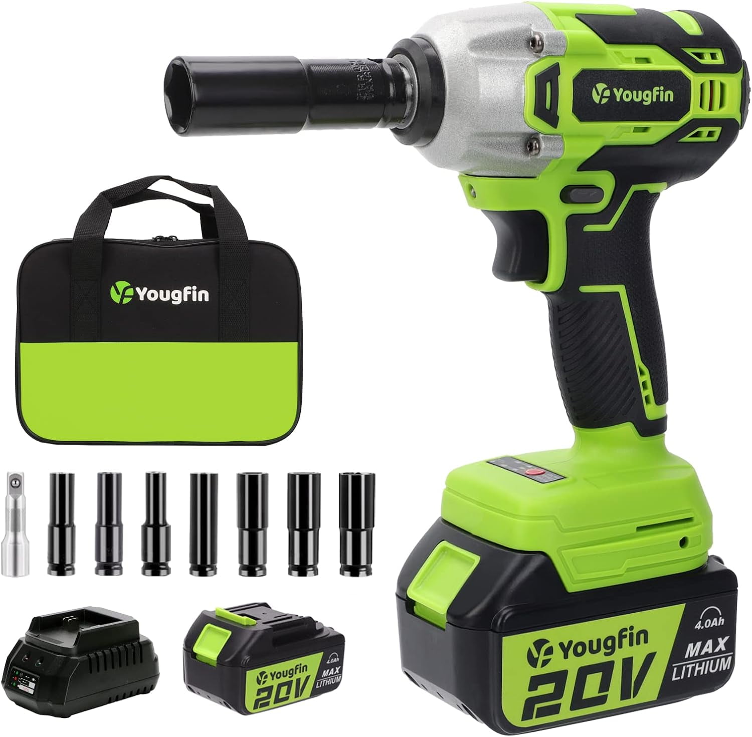 20V Brushless Cordless Impact Wrench, 1/2" Impact Gun Kit, Max 400N.M ...
