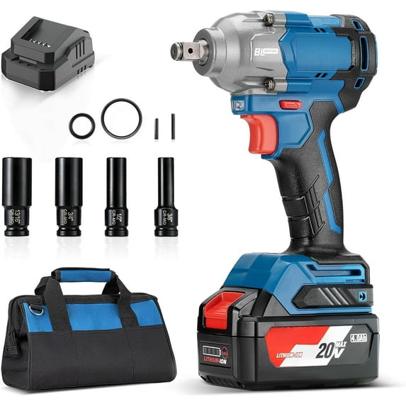 20V Brushless Impact Wrench, Torque 360 ft-lbs (488N.m), 1/2 inch with ...