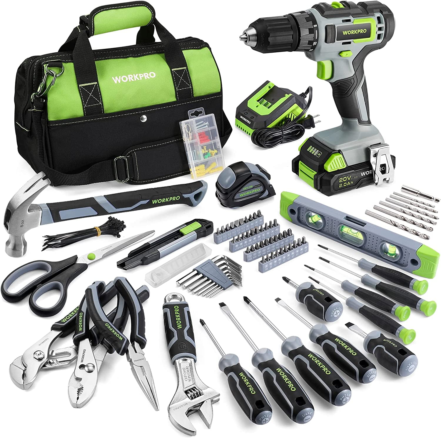 20V Cordless Drill Combo with 157PCS Tool Kit, Powerful Drill Driver ...