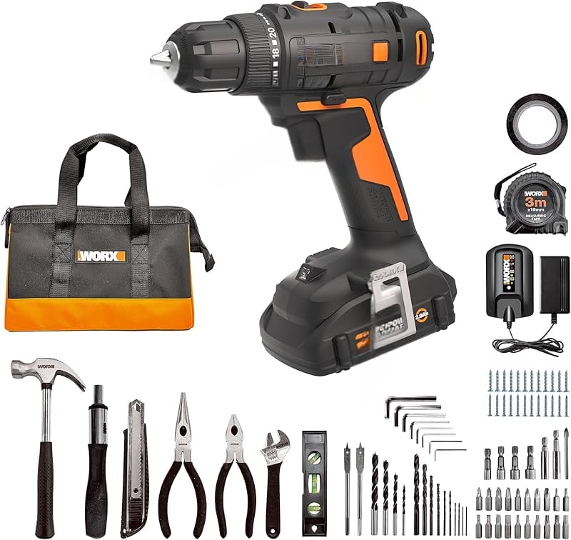 20V Cordless Drill Driver, 84pc Accessory Kit, Variable 2-Speed, 265 In ...
