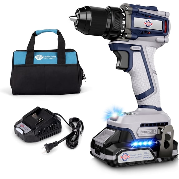 20V Cordless Drill Driver Set, 620 in-lbs High Torque, 3/8" Keyless ...