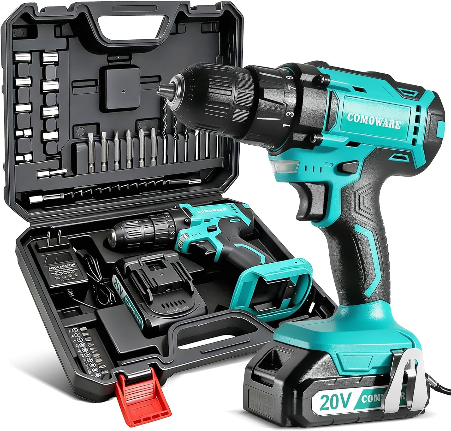 20V Cordless Drill, Electric Power Drill Set with 1 Battery & Charger ...