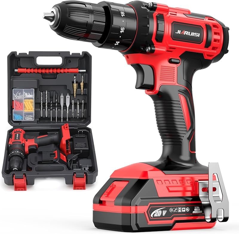 20V Cordless Drill, Electric Power Drill Set with Battery Charger, 3/8 ...