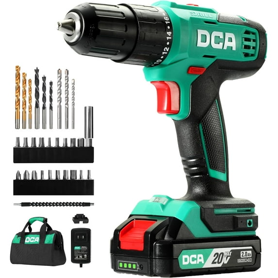 20V Cordless Hammer Drill Set, 354 In-lbs Torque, 1/2" Keyless Chuck ...