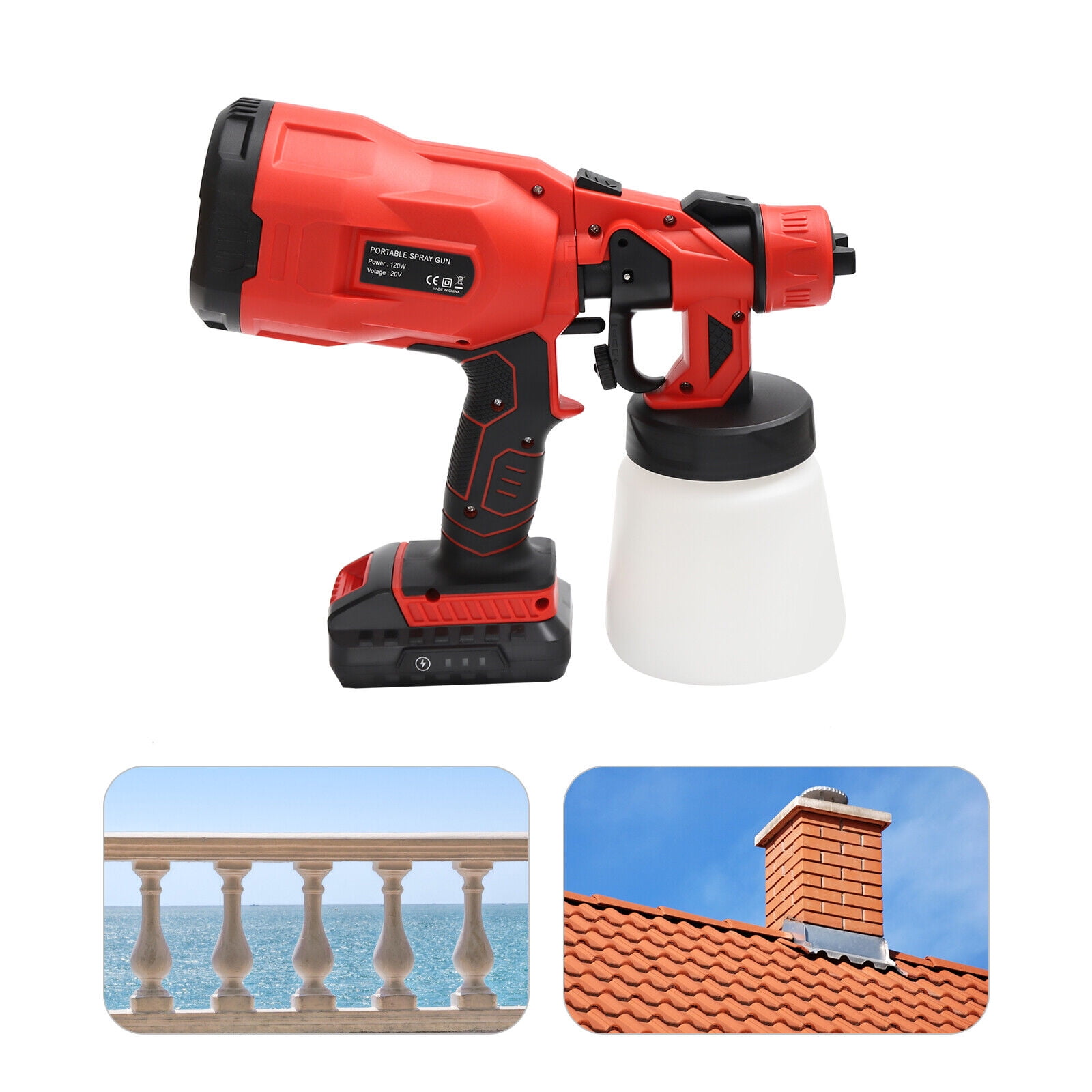 20V Cordless High Pressure Paint Sprayer 800ML HVLP Spray Gun Airless ...