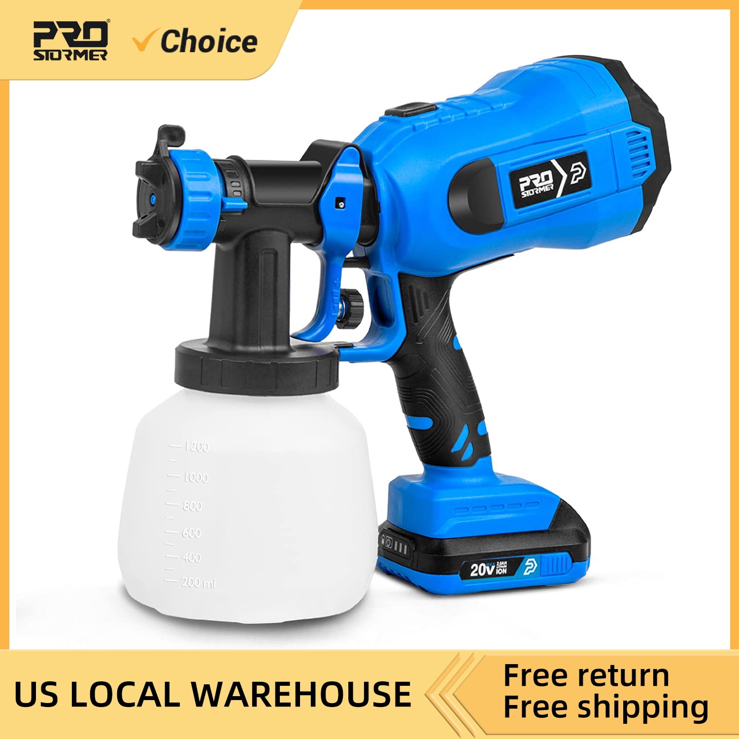 20V Cordless Paint Sprayer Brushless High Power HVLP Paint Spray Gun ...