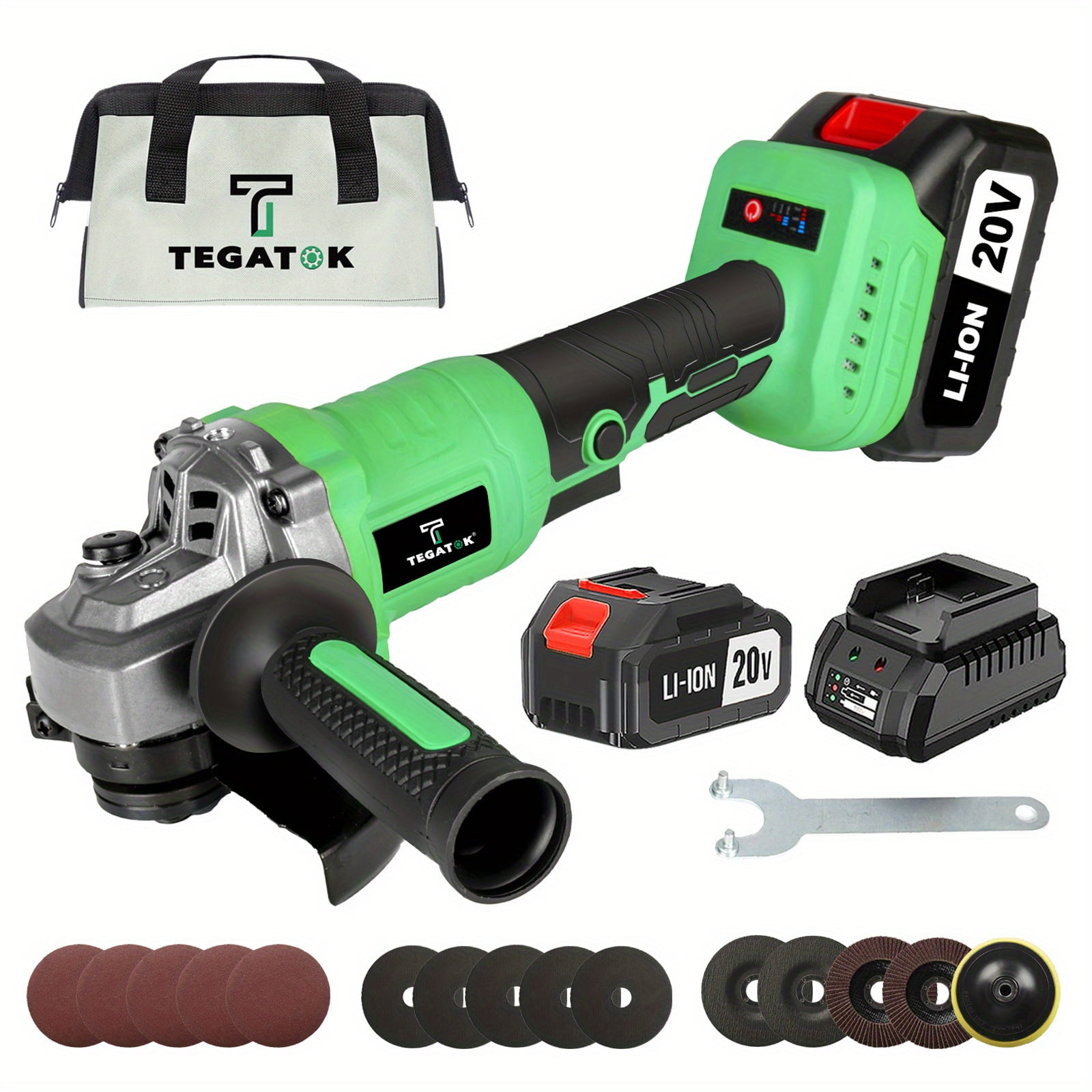 20V Cordless Power Grinder, Fast 9000RPM Brushless Motor, Electric ...