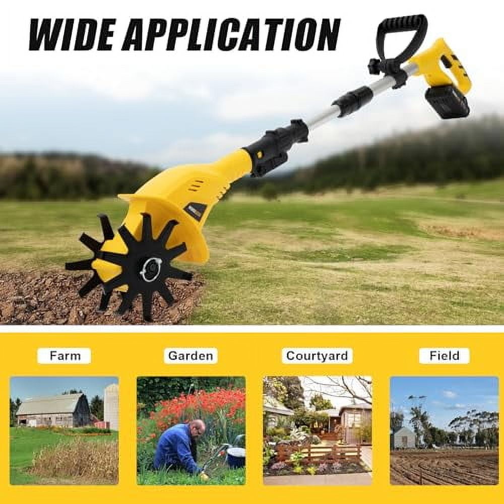 20V Cordless Tiller Cultivator, 3.9inch 250RPM Garden Cordless Tiller ...