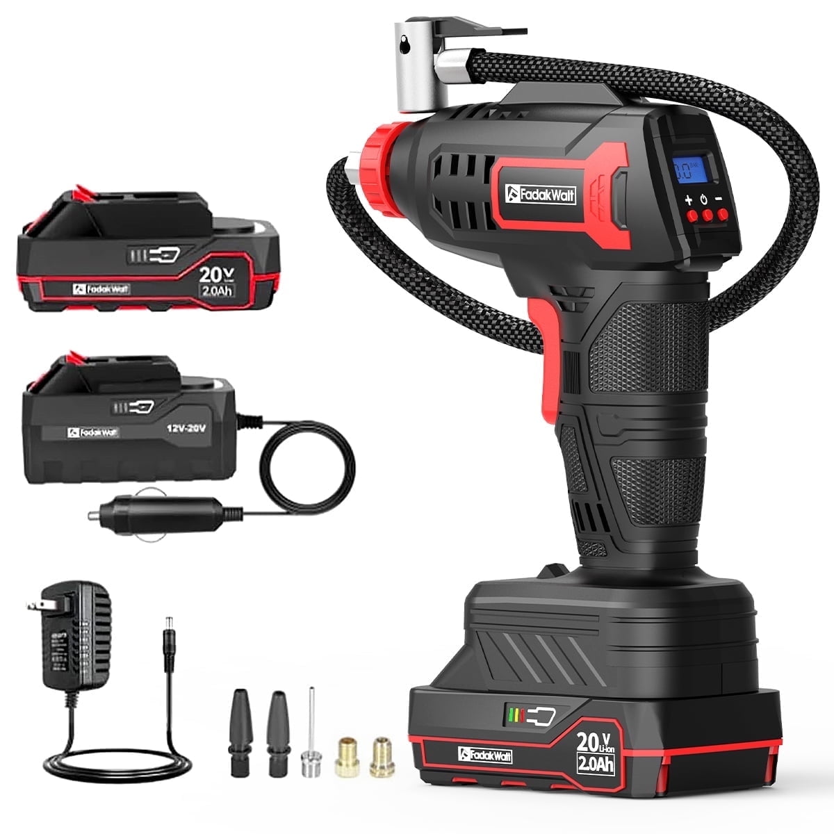 FADAKWALT Tire Inflator Portable Air Compressor, 20V Cordless Car Tire ...