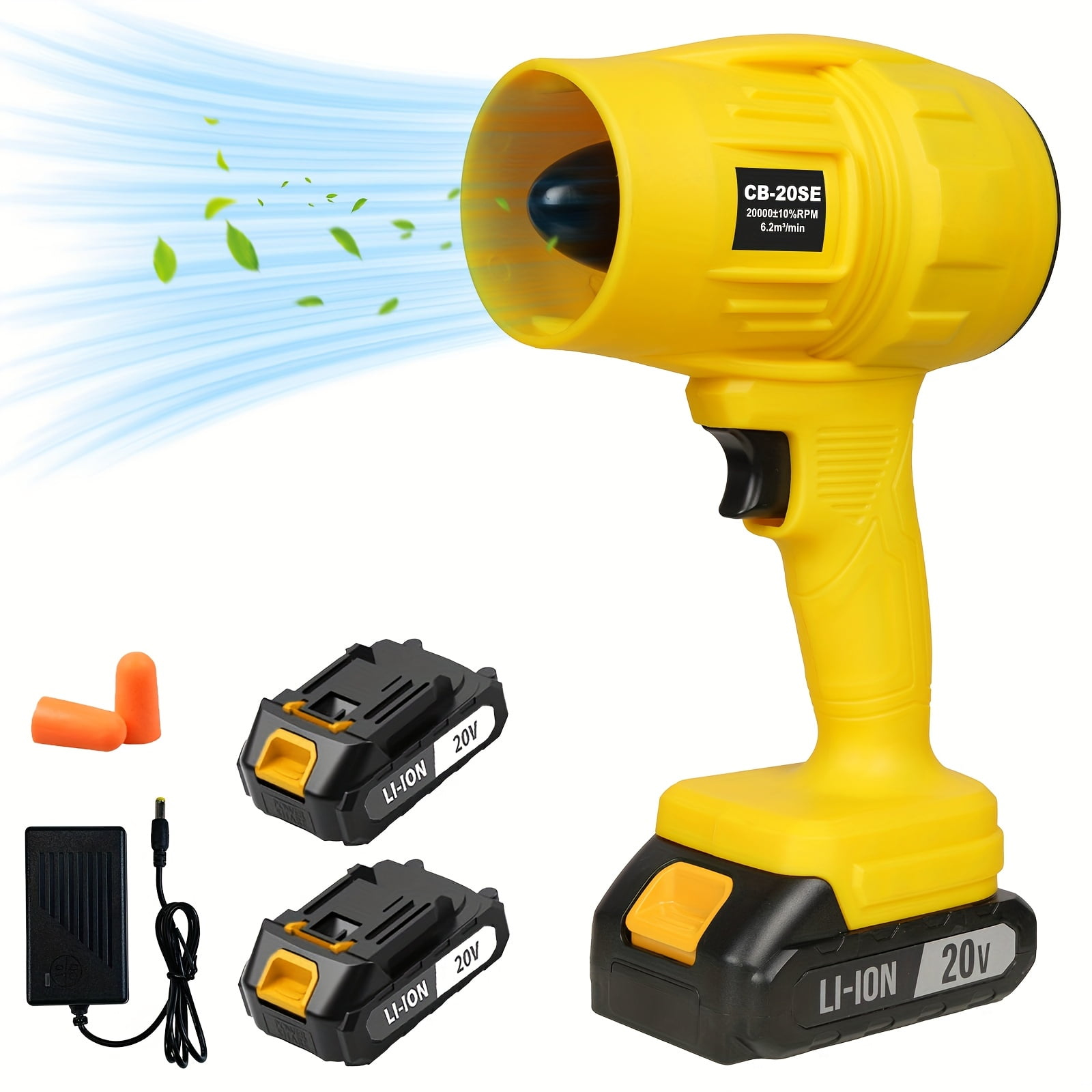 20V Cordless Turbo Jet Blower - 20000RPM High-Pressure Leaf Blower with ...