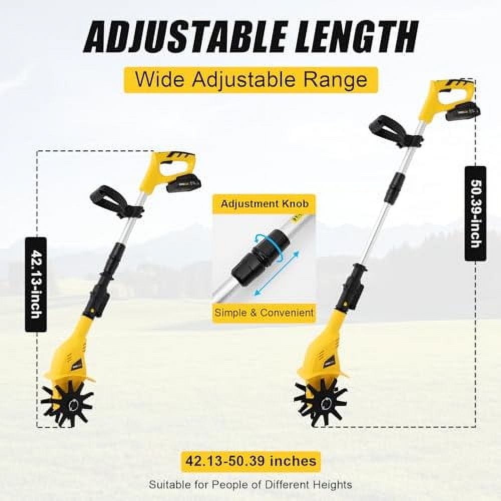 20V Garden Cordless Tiller Cultivator,Electric Rototiller Tiller Soil ...