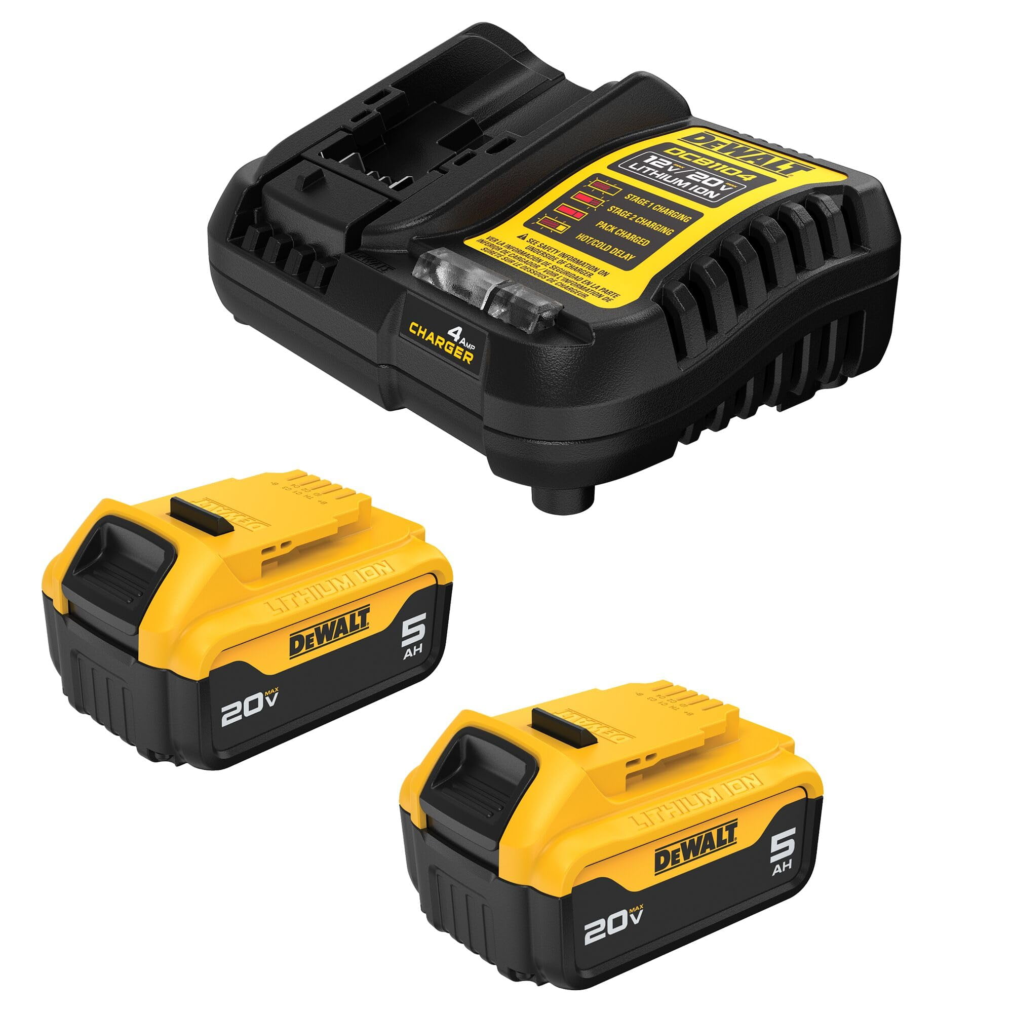 20V MAX Lithium-Ion Battery 2-Pack and Charger, 5.0 Ah, Battery Starter ...