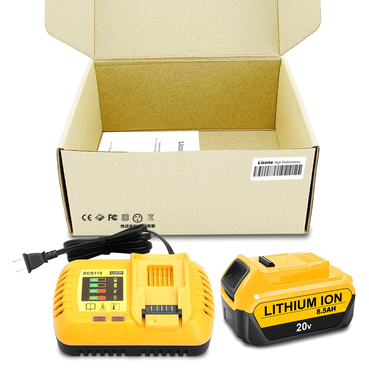 20V Max 8.5Ah Extended Capacity Battery and Charger Kit for DEWALT 20V ...