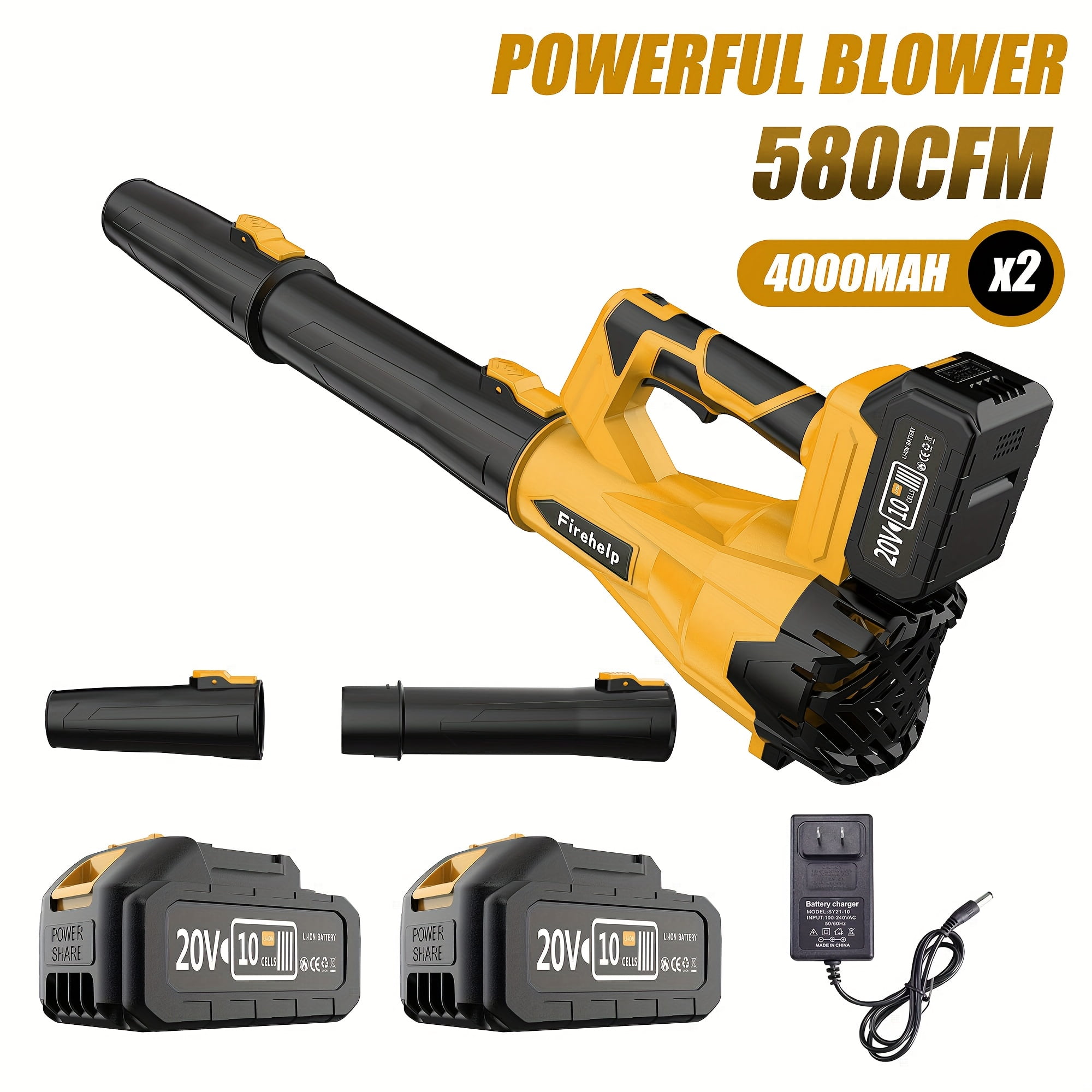 20V Powerful Cordless Leaf Blower - 50000RPM Turbo Air Flow, for Car ...
