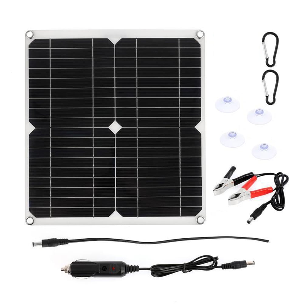 20W 18V Solar Panel Battery Charger Kit Monocrystalline Module with 10A ...