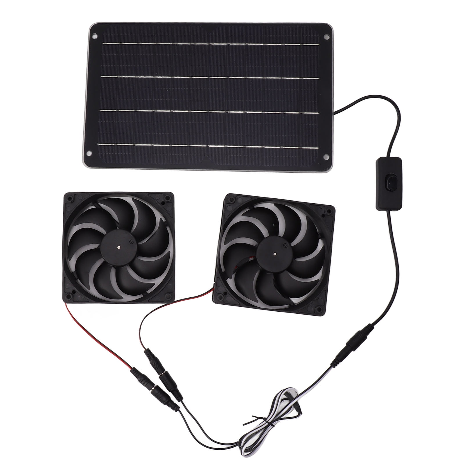 20W High-Efficiency Solar Panel Dual Fan Kit, 12V DC Power Supply ...
