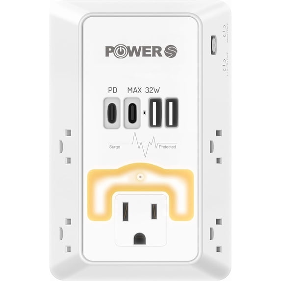 20W PD Fast Charging Wall Outlet with USB Ports (2C2A), Electrical ...