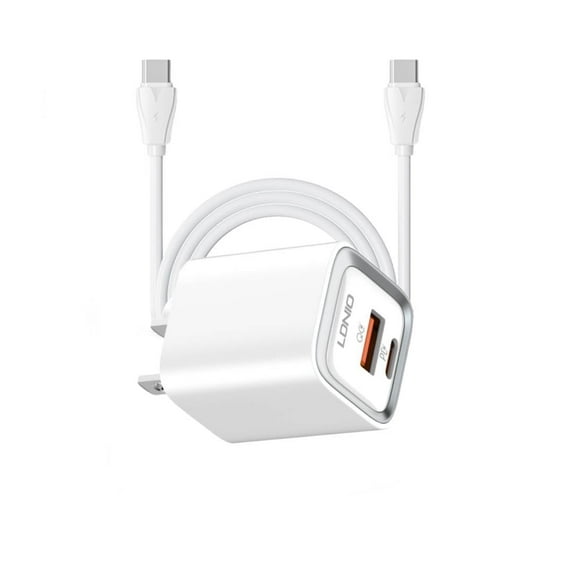 20W PD/QC Fast Charger with USB-C and USB-A Ports, Smart Chip, Turbo ...