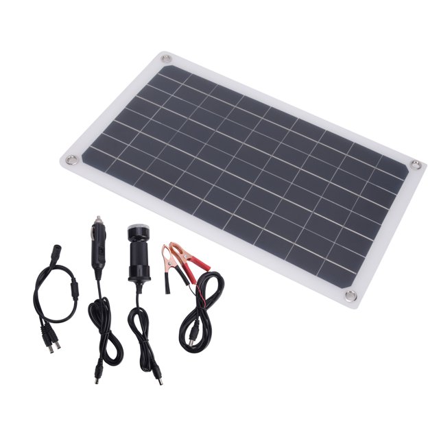 20W Solar Panel Charger Monocrystalline Silicon USB Dual DC Output for Charging 12V Battery ...