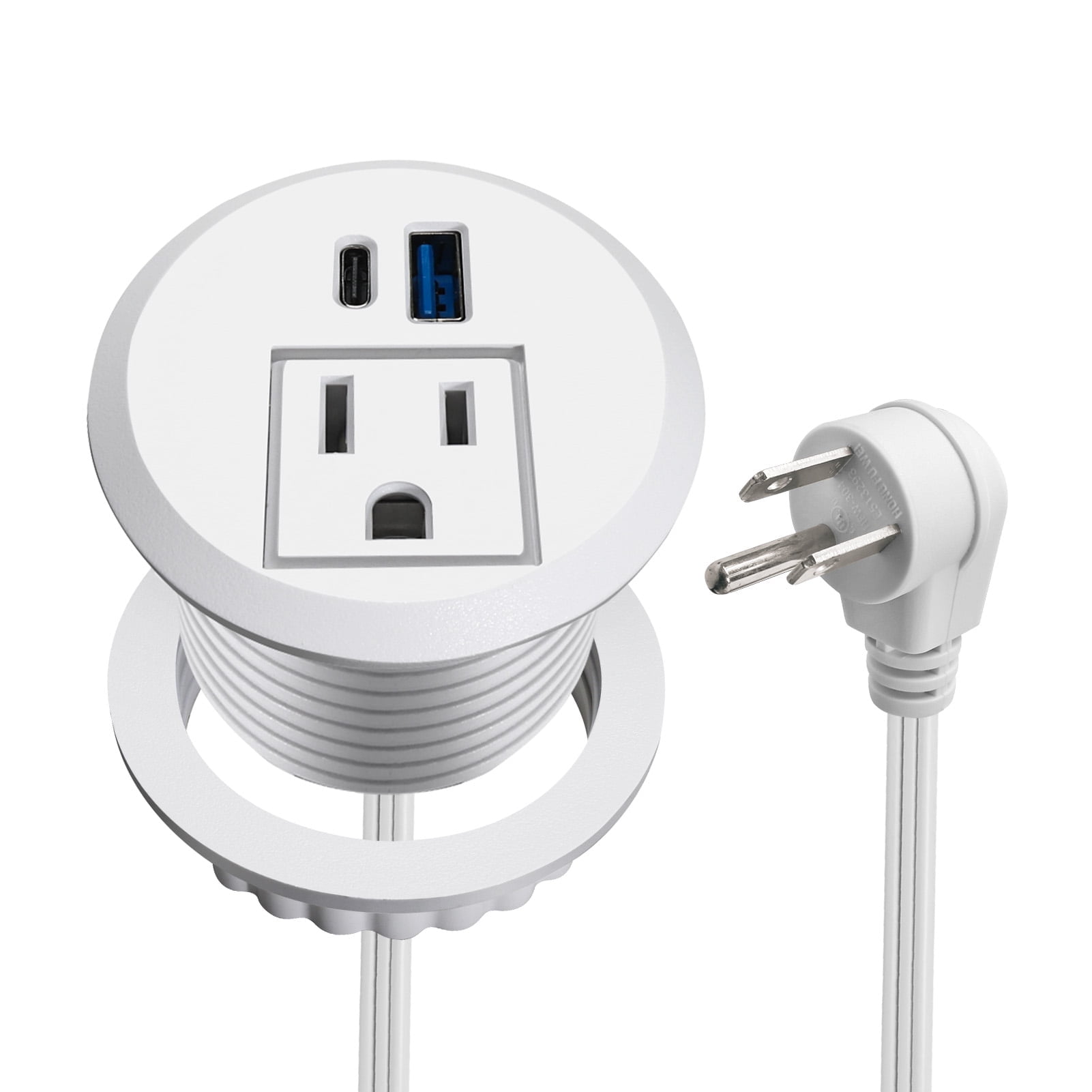 20W USB-C Fast Charge Recessed Power Grommet 2 inch Flush Mount Desk ...