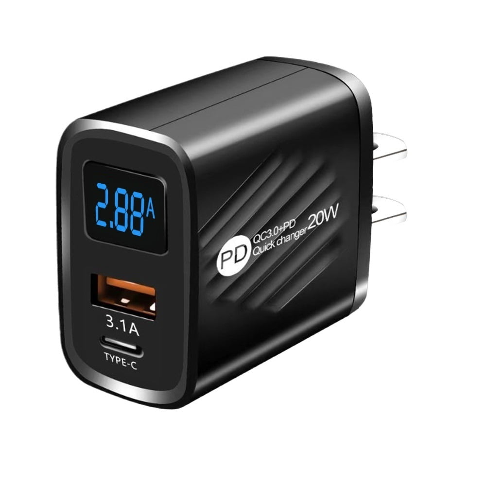 20W USB Fast Wall Charger USB Type C PD Charger 3.0 Digital Display USB ...