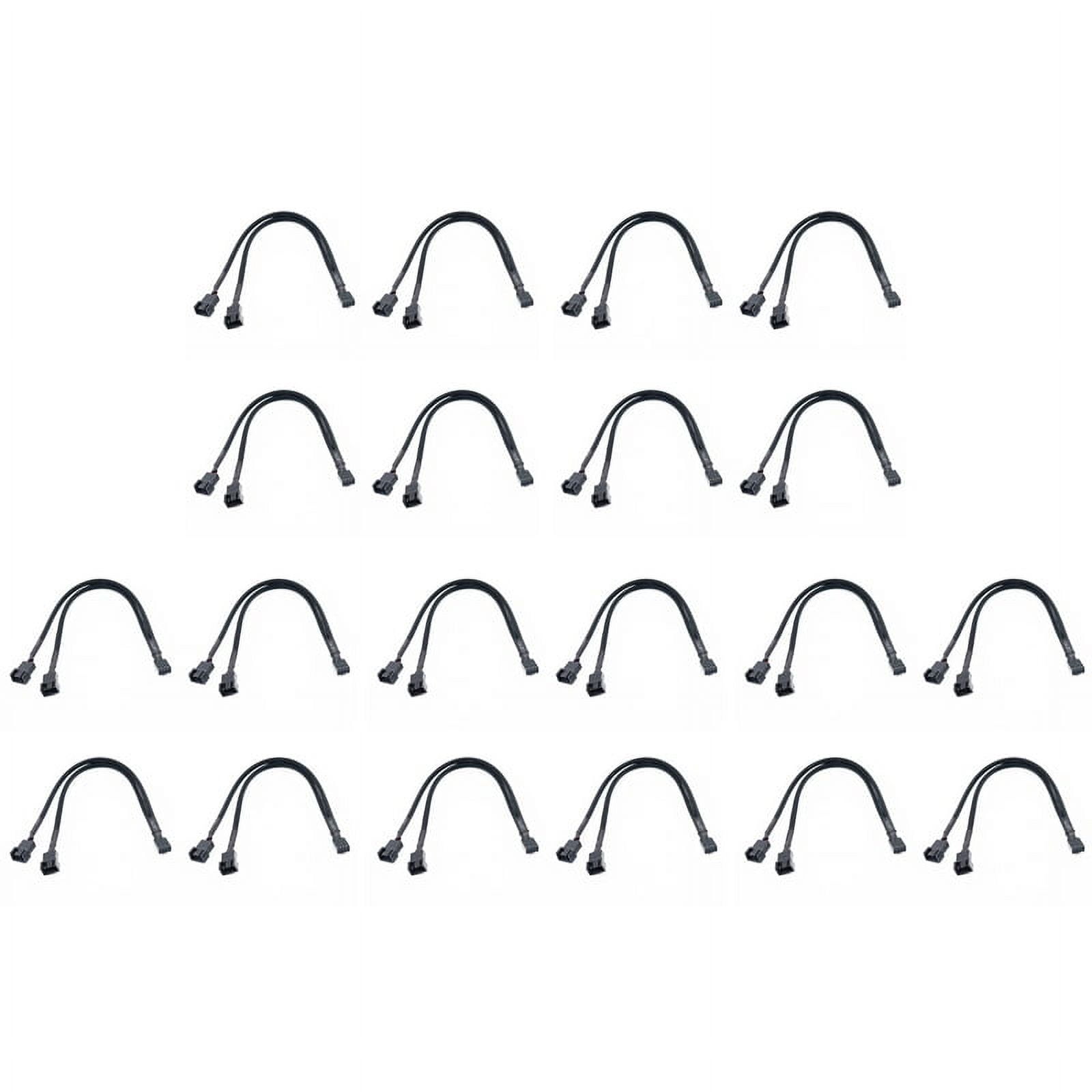 20X 1 to 2 Way Braided Cable Y Splitter 3/4 Pin PWM Male Connector Fan ...