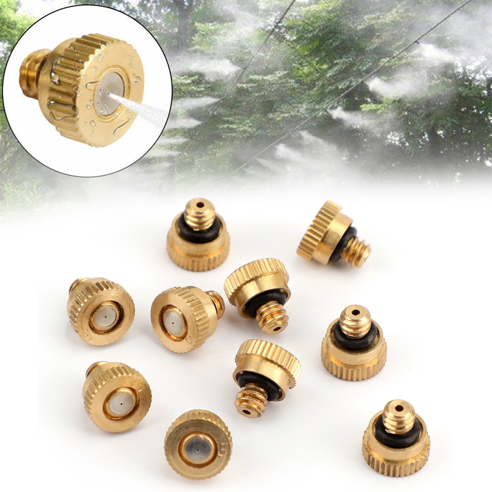 20X Brass Misting Nozzles Water Mister Sprinkle For Cooling System 0. ...