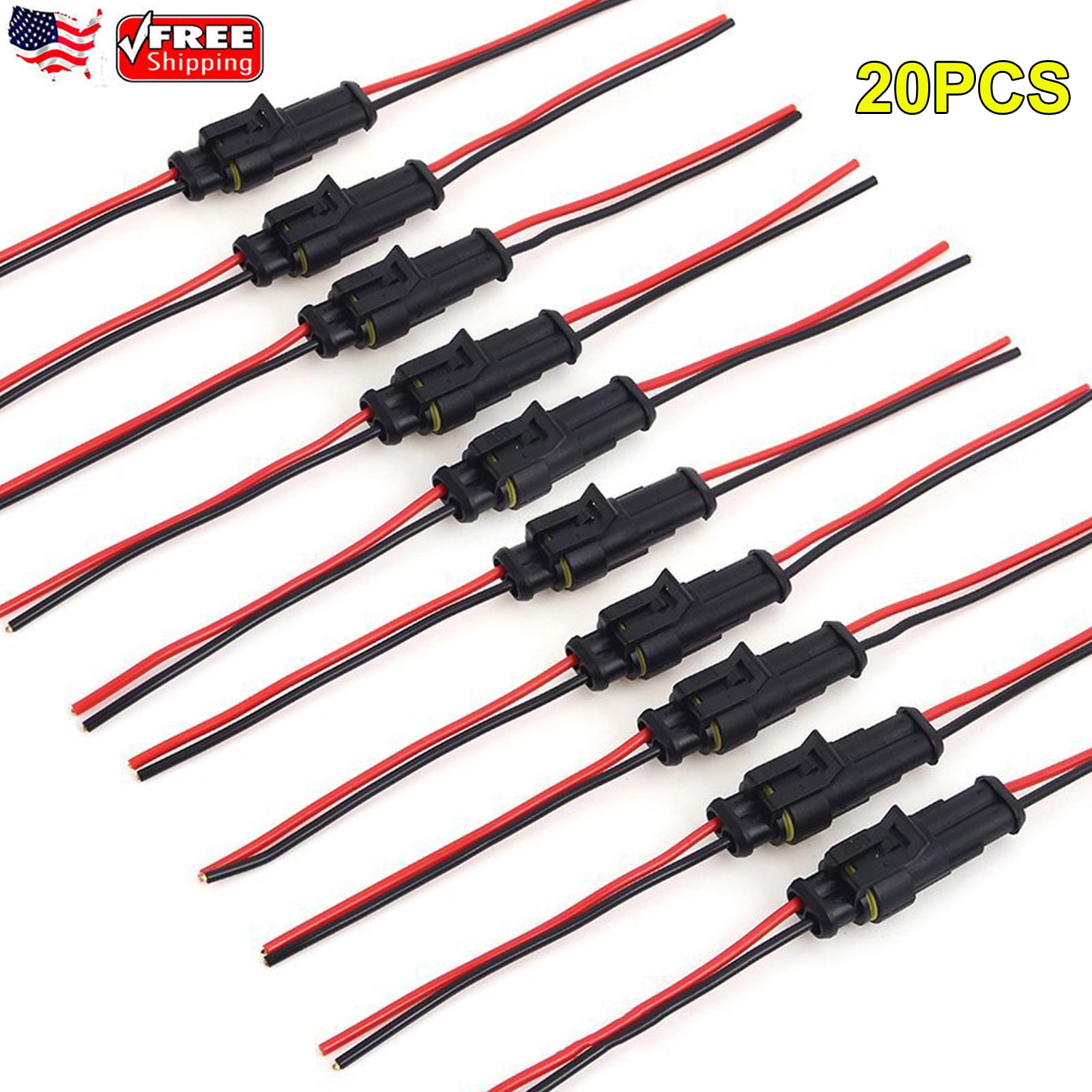 20X Car Waterproof Electrical Wire Cable Connector Male Female 2Pin Way ...