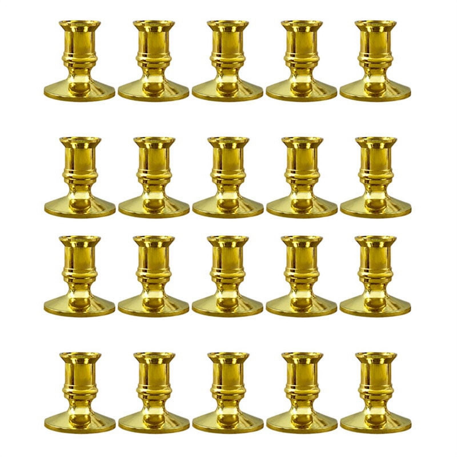 20-Pack Gold Plastic Pillar Candle Base Taper Candle Holder for ...