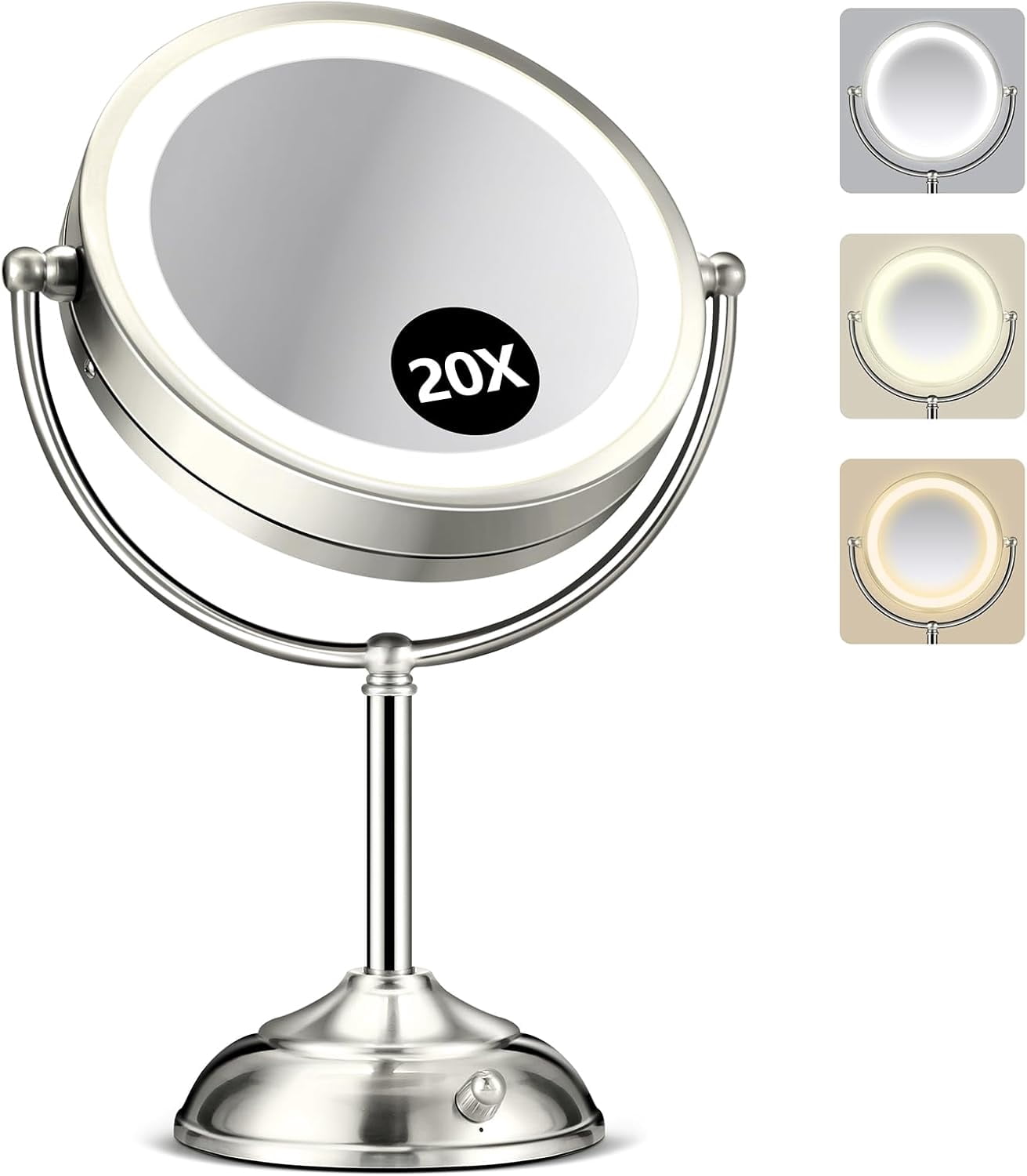 20X Magnifying Mirror with Light, Rechargeable 9" Lighted makeup mirror ...