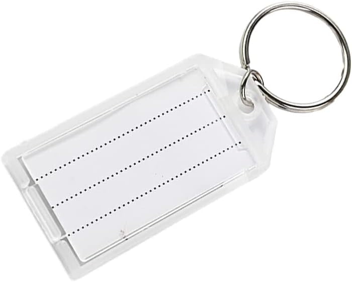 20X Plastic Key Tags with Split Ring ID Labels Card Keychain DIY ...