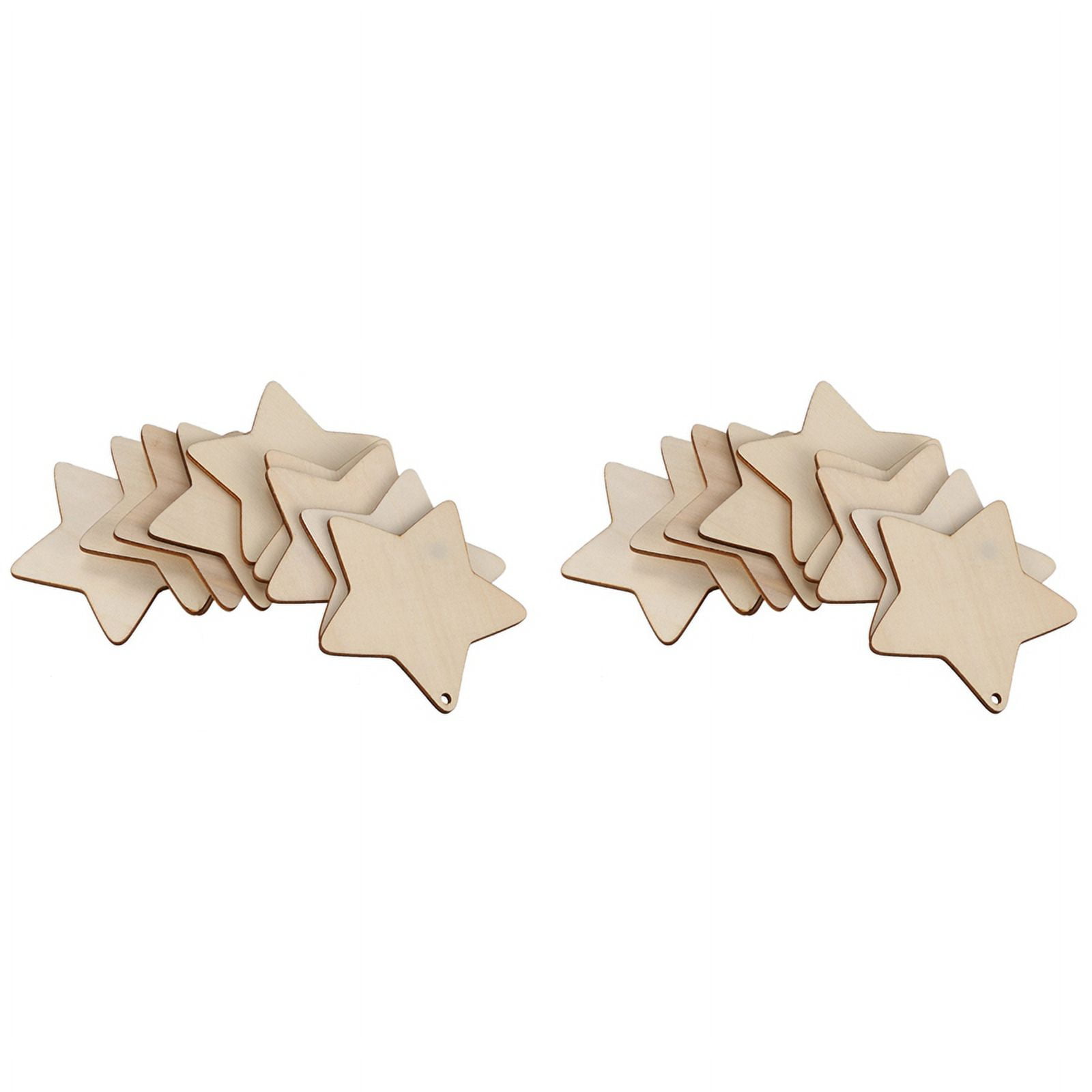 20X Wooden Star Shapes, Plain Wood Craft Tags with Hole (10Cm ...