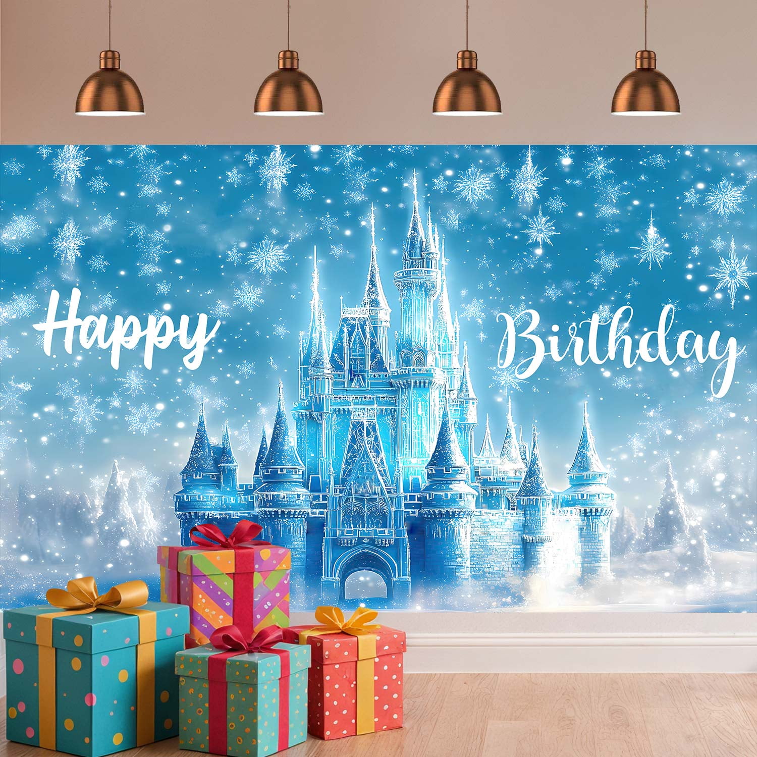 20X10ft Winter Castle Backdrop Ice Snow World Winter Wonderland Party ...