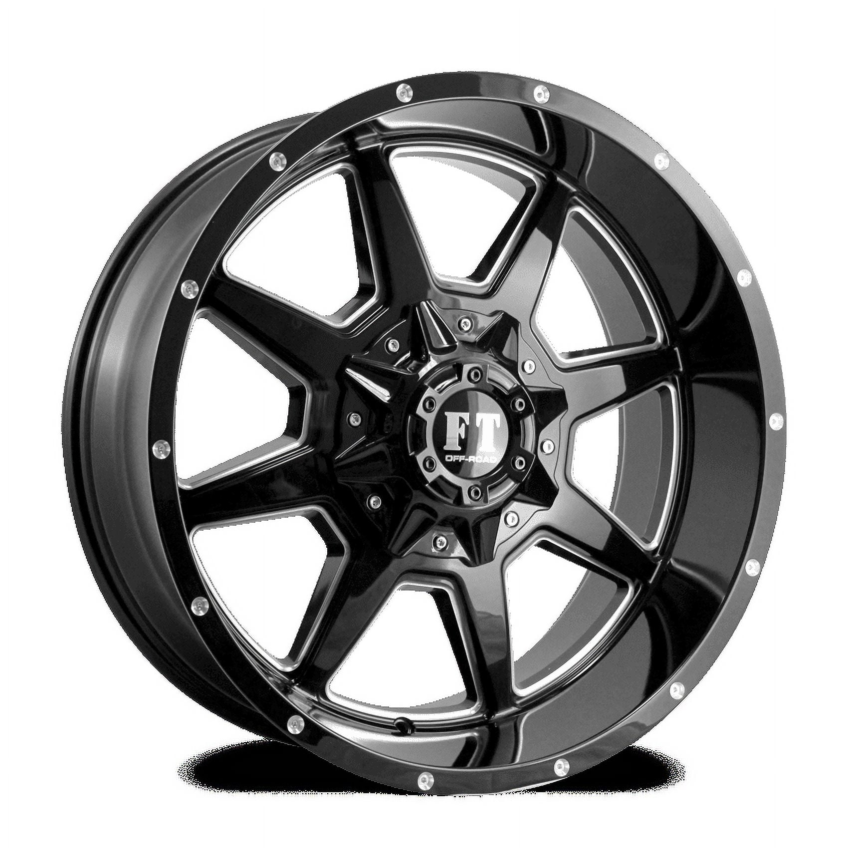20X12 10-139.7/150 OFF ROAD FT-2 Black/Milled Wheel -44/110.1 - Walmart ...