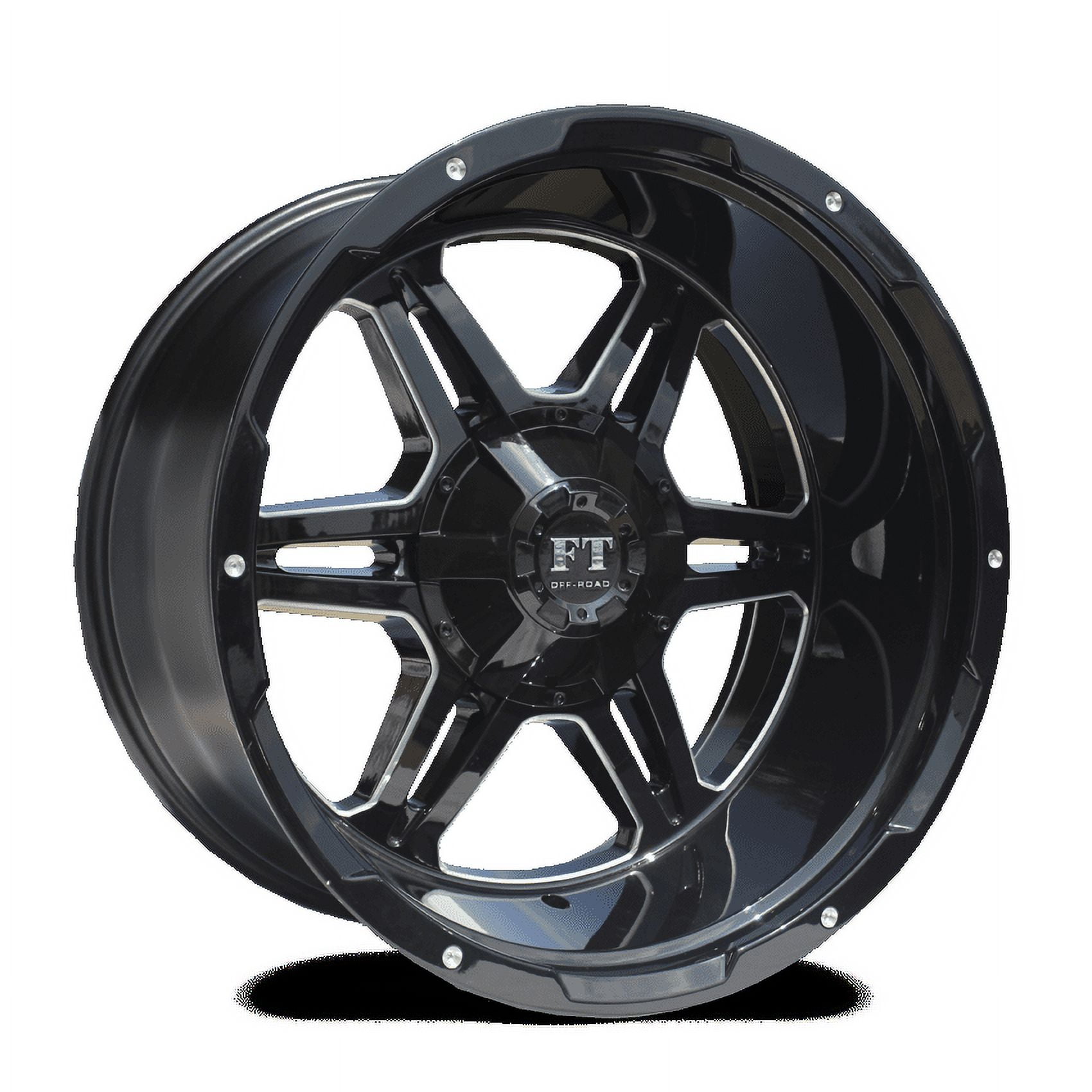20X12 12-135/139.7 OFF ROAD BULLET(FT-3) Gloss Black/Milled Wheel -44/ ...