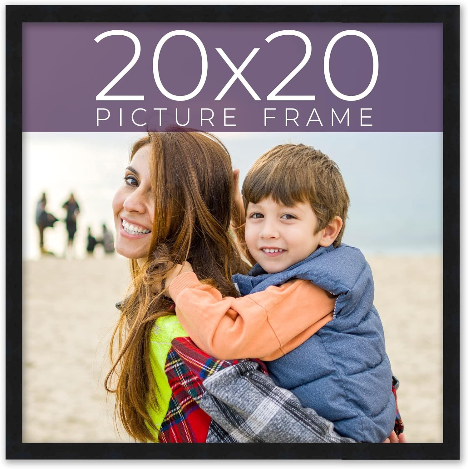 20X20 Frame Black Real Wood Picture Frame Width 0.75 Inches | Interior ...