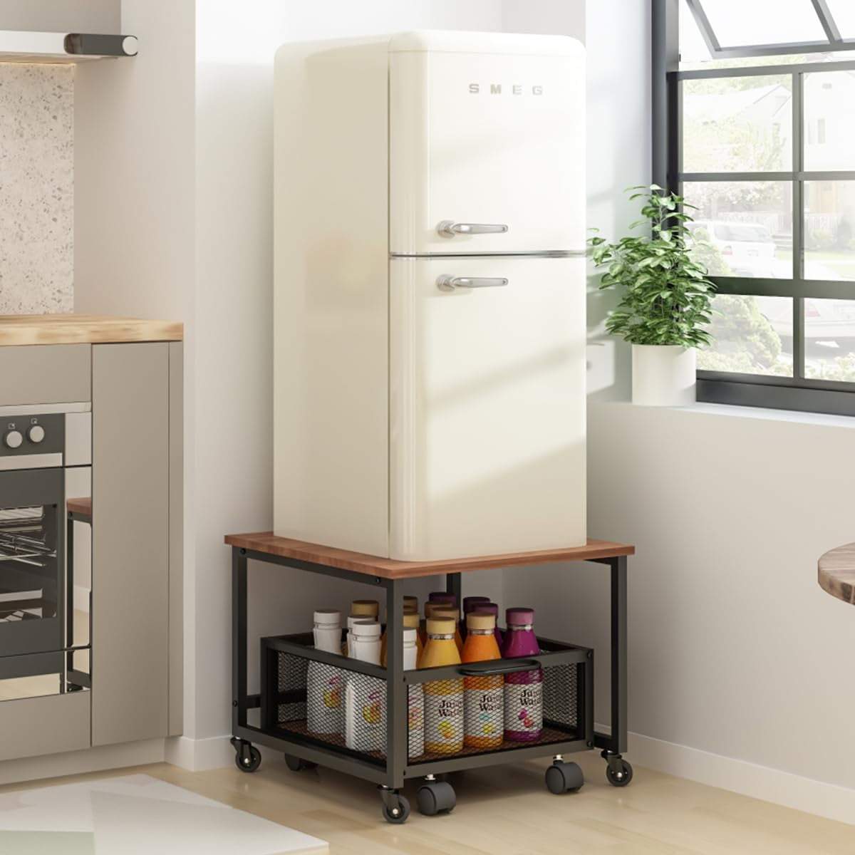 20X20 Inch Mini Fridge Stand with Storage, Mobile Beverage Refrigeratar ...