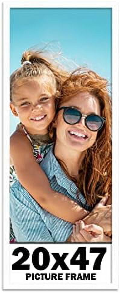 20X47 Frame White Solid Wood Picture Frame Includes UV Shatter Guard ...