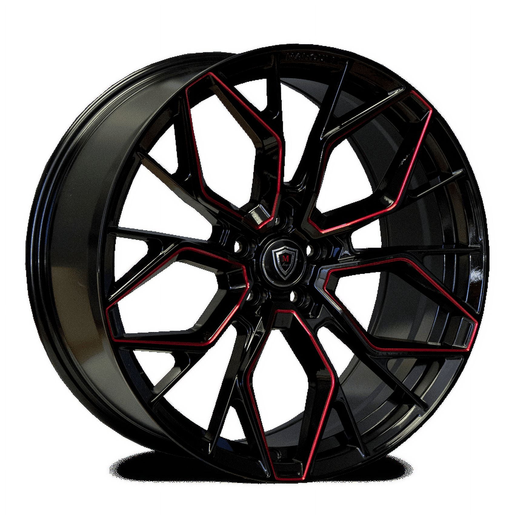 20X9 5-120 MARQUEE #1004 Gloss Black / Red Milled Wheel 33/74.1 ...