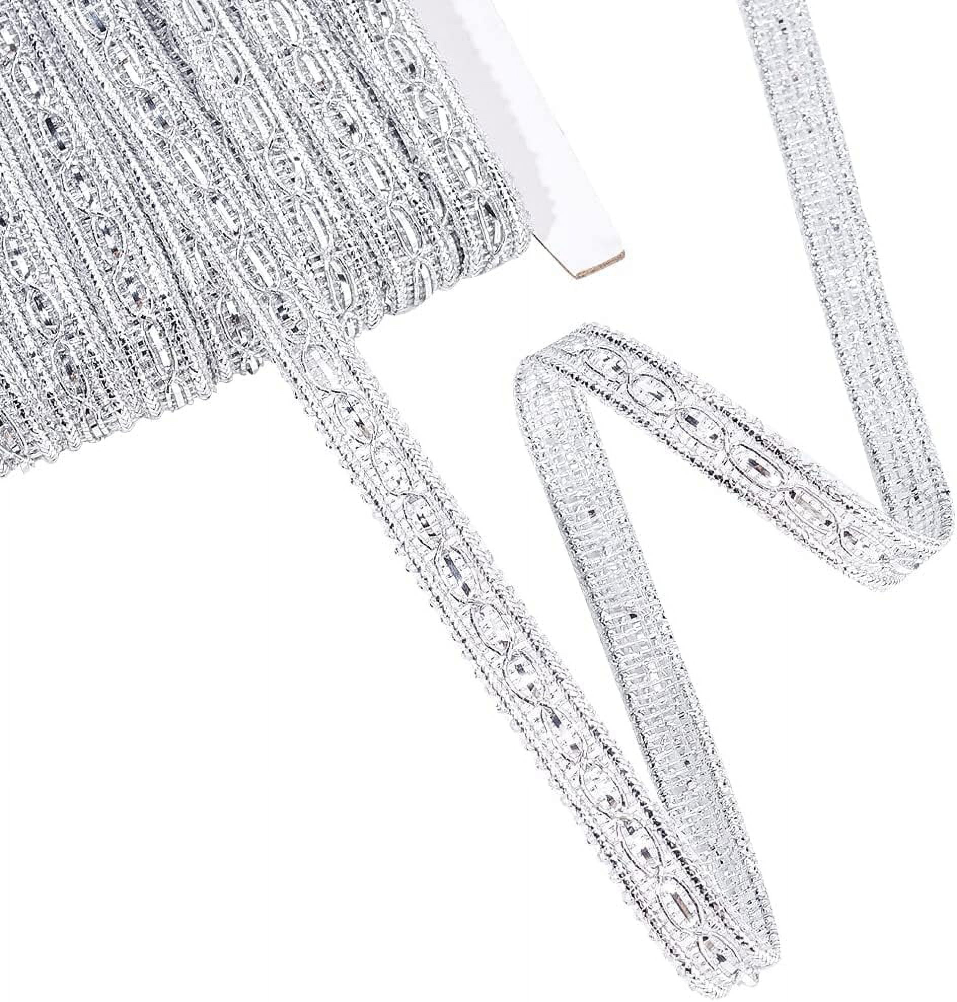 20Yard 20 Yards Metallic Braid Trim with 8-Shape Pattern Sliver Sequins ...