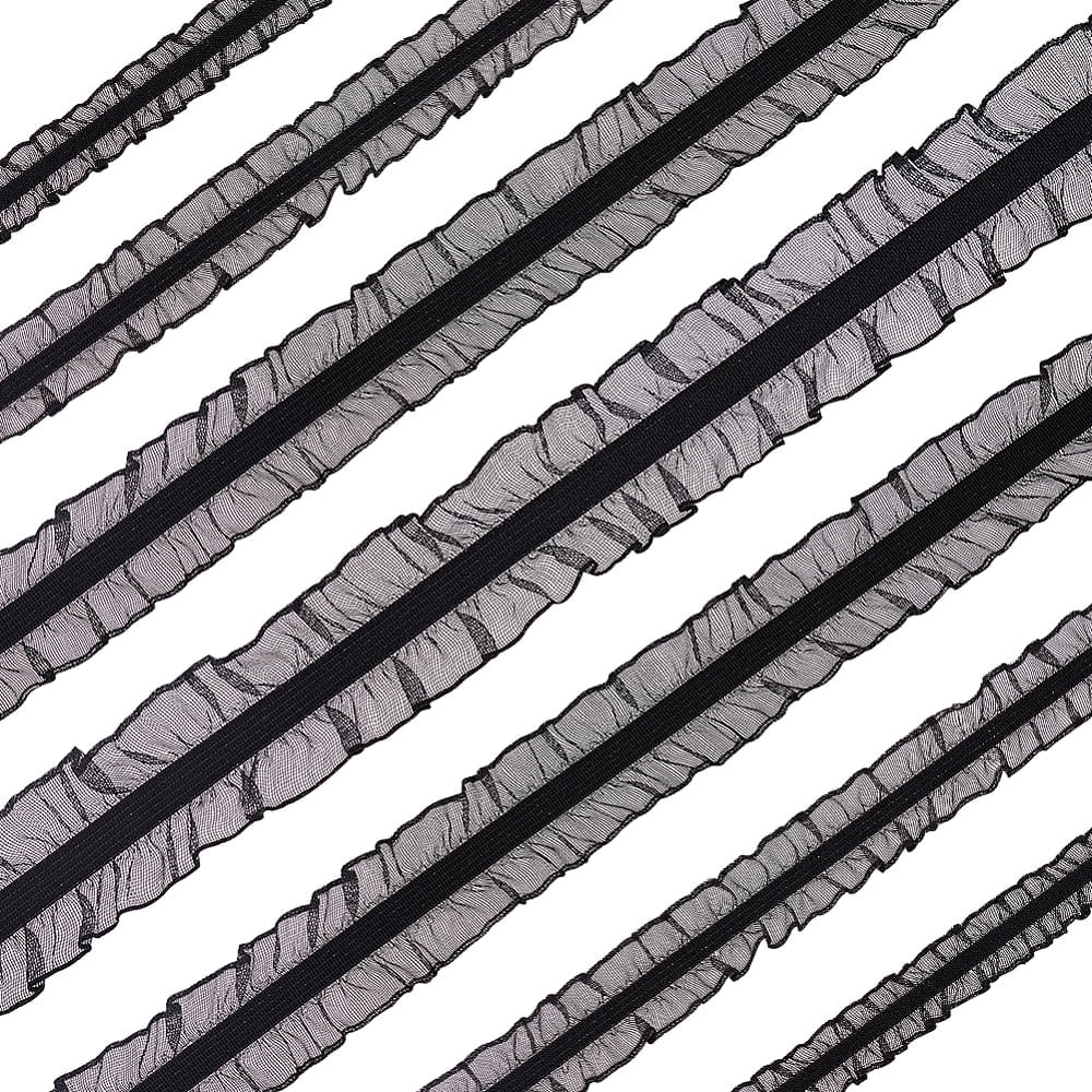 20Yard Double Ruffle Lace Trim 10/15/20/25mm Wide Black Fibre Lace ...