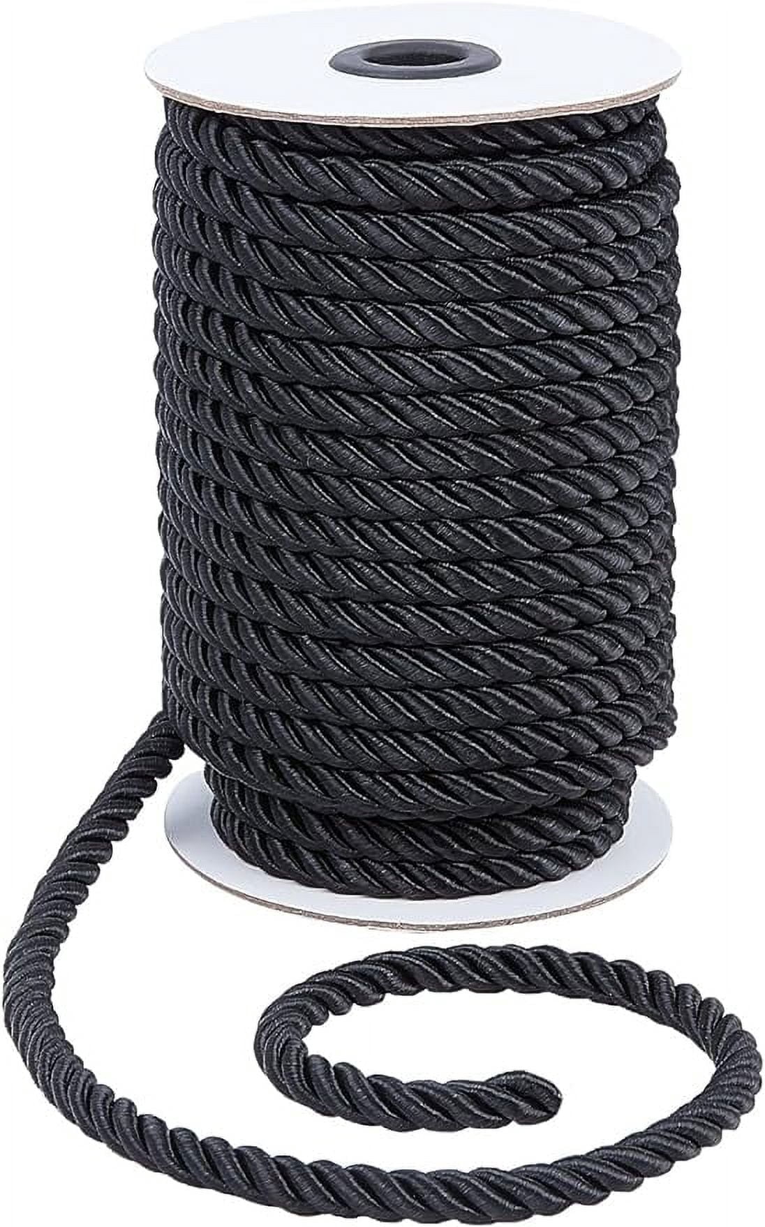 20Yards 8mm 3 Cord Trim Nylon Twisted Silk Ropes Black Decorative Rope ...