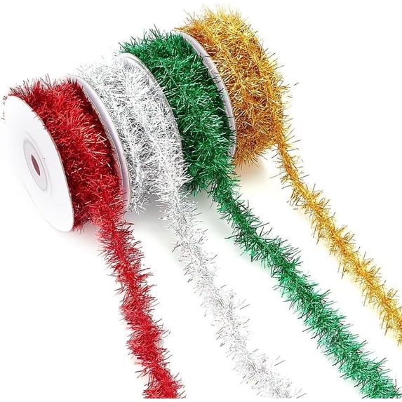 20Yards Christmas Tinsel Ribbon 4Colors Christmas Tinsel Garland Twist ...