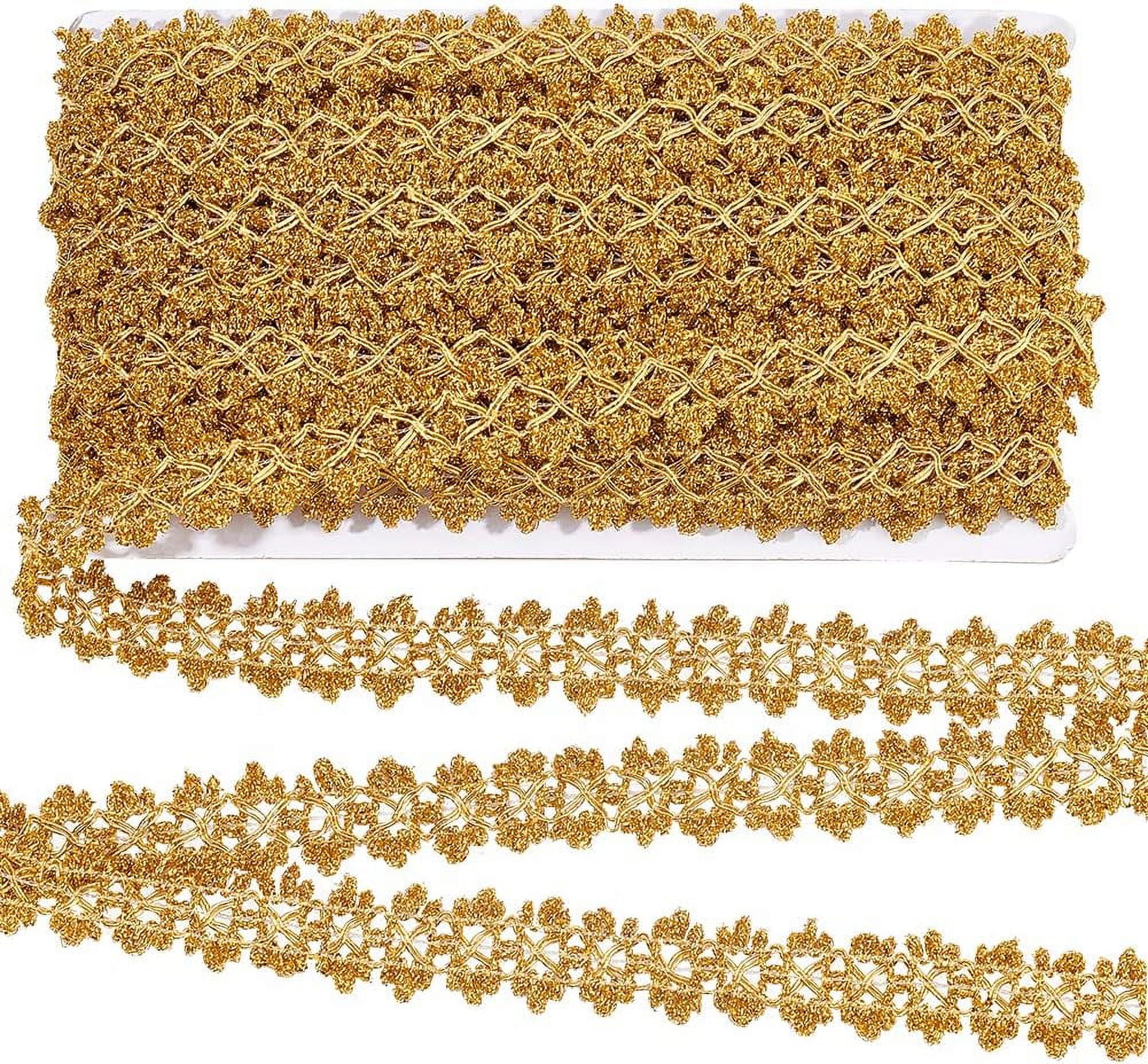 20Yards Metallic Braid Trim Gold Flower Shape Lace Ribbon 1 ...