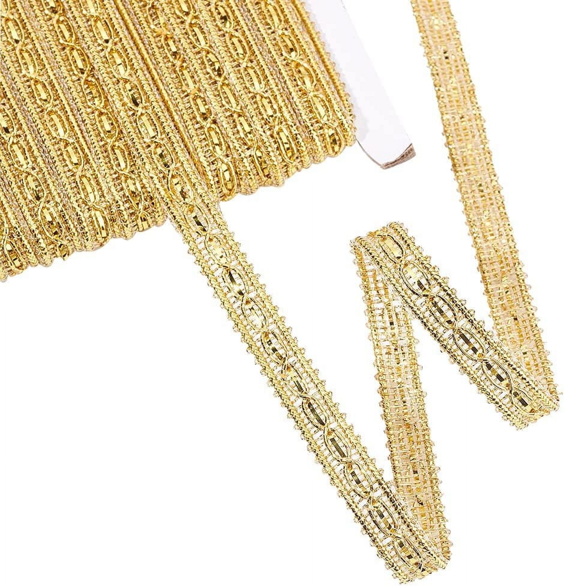 20Yards Metallic Braid Trim with 8-Shape Pattern Gold Sequins Lace ...